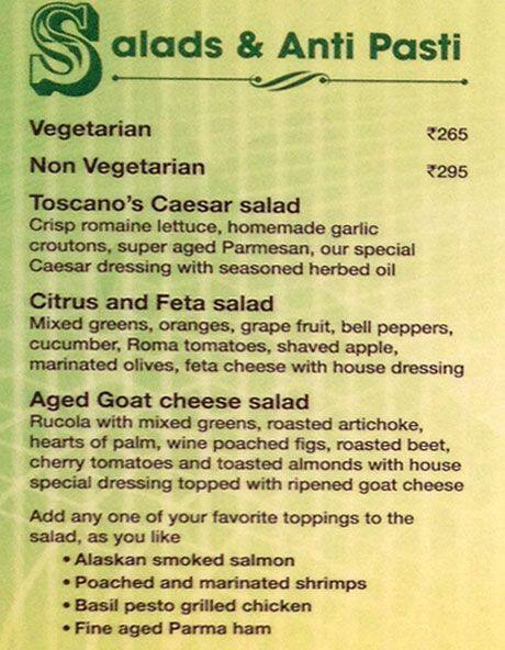 Toscano Menu, Menu for Toscano, Lavelle Road, Bangalore - Zomato