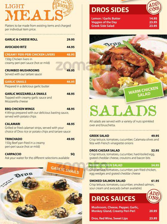 Dros Menu, Menu untuk Dros, Ruimsig, Johannesburg - Zomato SA