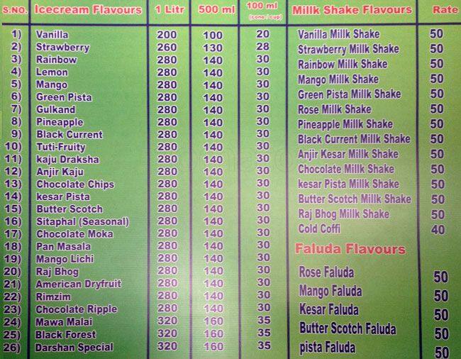 Darshan Ice Cream Menu, Menu for Darshan Ice Cream, Vasant Vihar, Thane ...