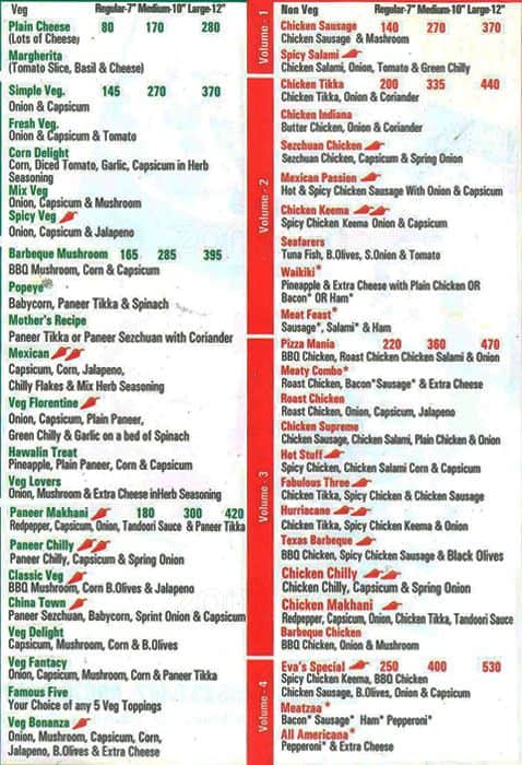 Eva's Pizza Menu, Menu for Eva's Pizza, Marol, Mumbai - Zomato