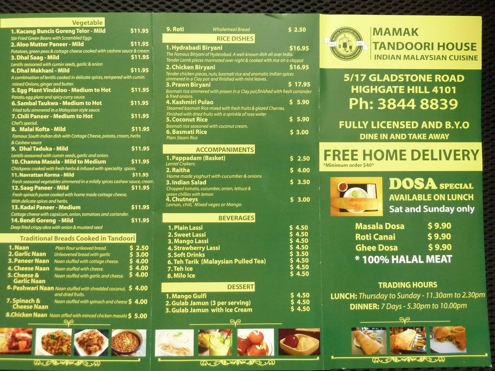 Mamak Tandoori House Menu, Menu for Mamak Tandoori House, South ...